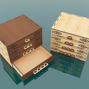 Chest of Drawers Box Laser Cut Svg Files, Vector Files for Wood Laser ...