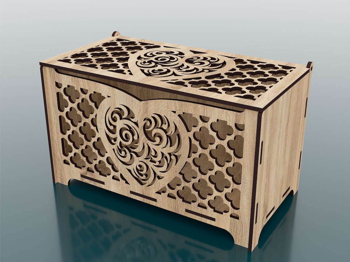 Wooden Box With Heart Laser Cut Wooden Gift Box Laser Cut - Etsy