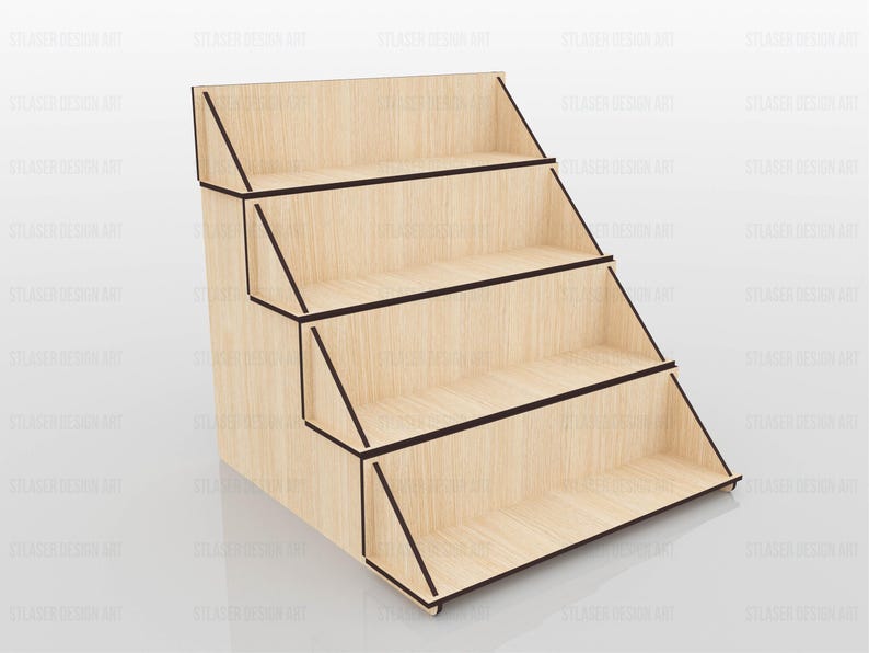 2 Different Size Display Stand Laser Cut Svg Files , 4 Shelf Display ...