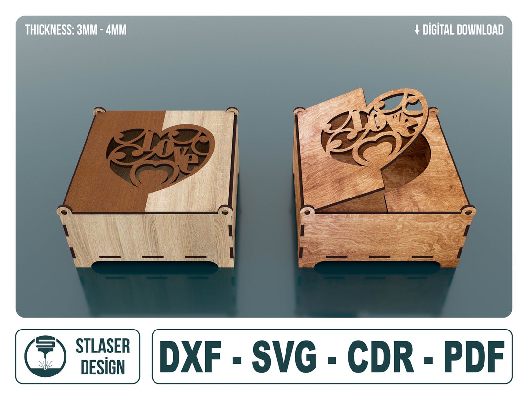 Laser Cut Decorative Box With Lid Svg Files, Vector Files for Wood ...