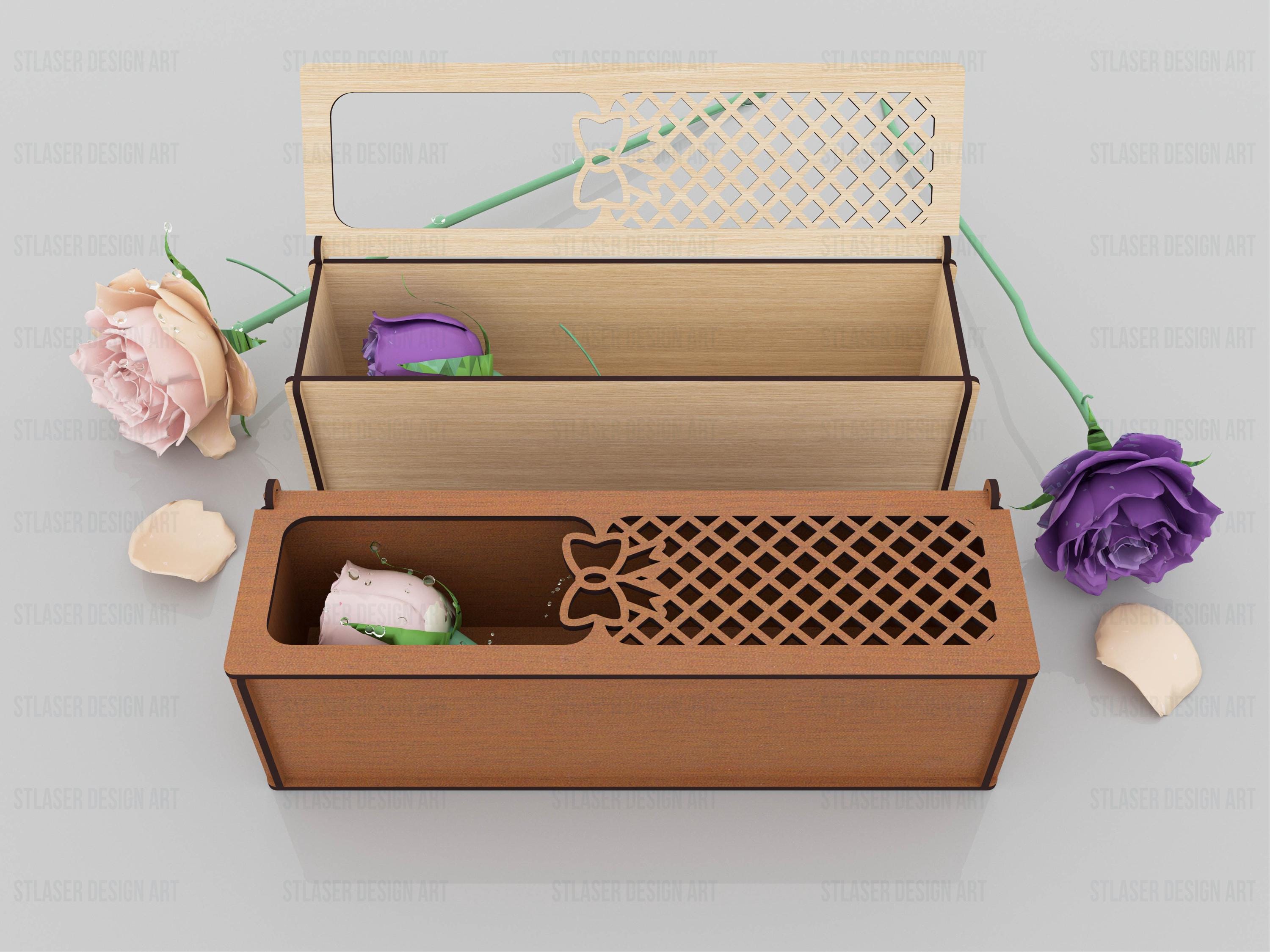 Rose Gift Box Laser Cut Svg Files, Vector Files for Wood Laser Cutting ...