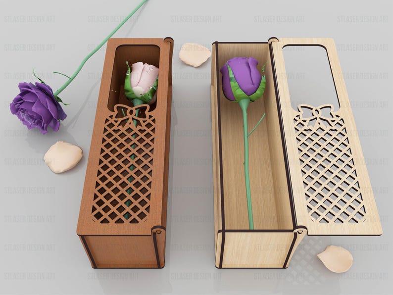 Rose Gift Box Laser Cut Svg Files, Vector Files for Wood Laser Cutting ...