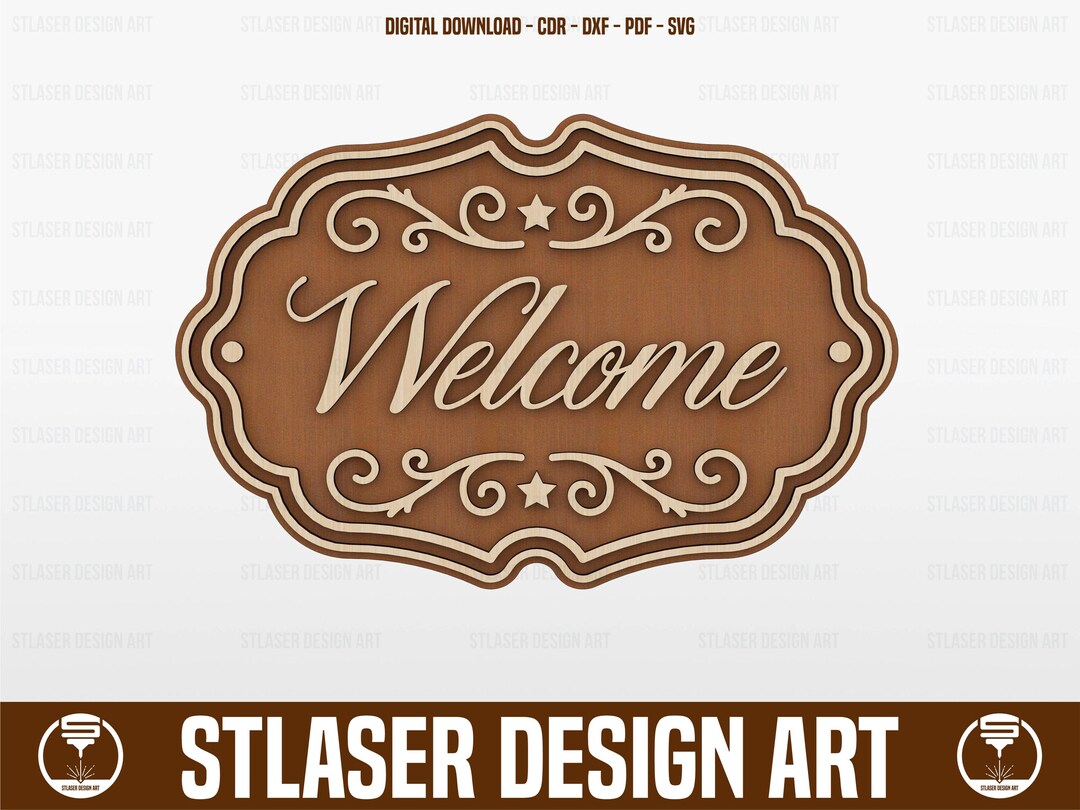 Welcome Sign, Door Hanger Laser Cut Svg Files, Vector Files for Wood ...
