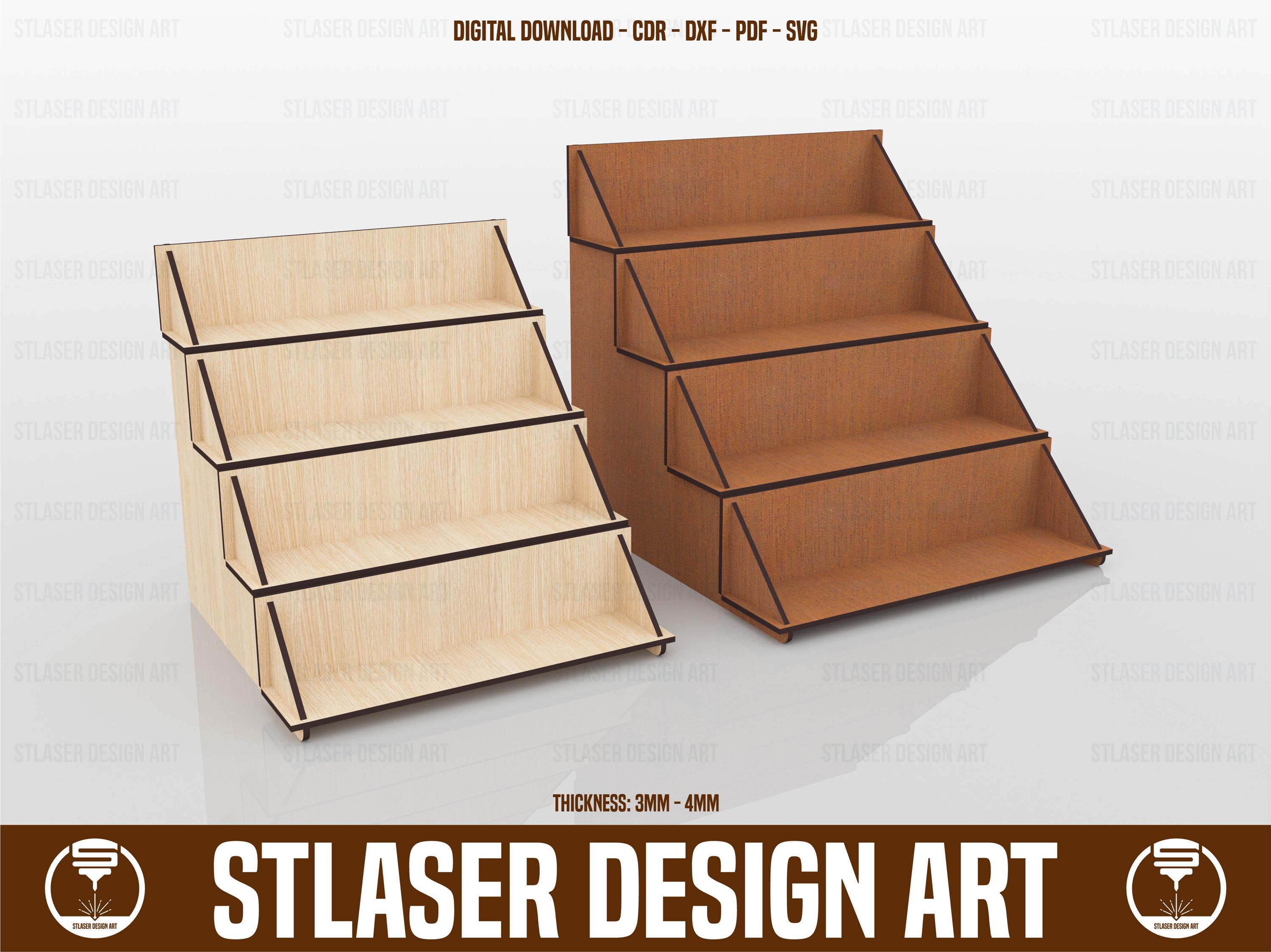 2 Different Size Display Stand Laser Cut Svg Files , 4 Shelf Display ...
