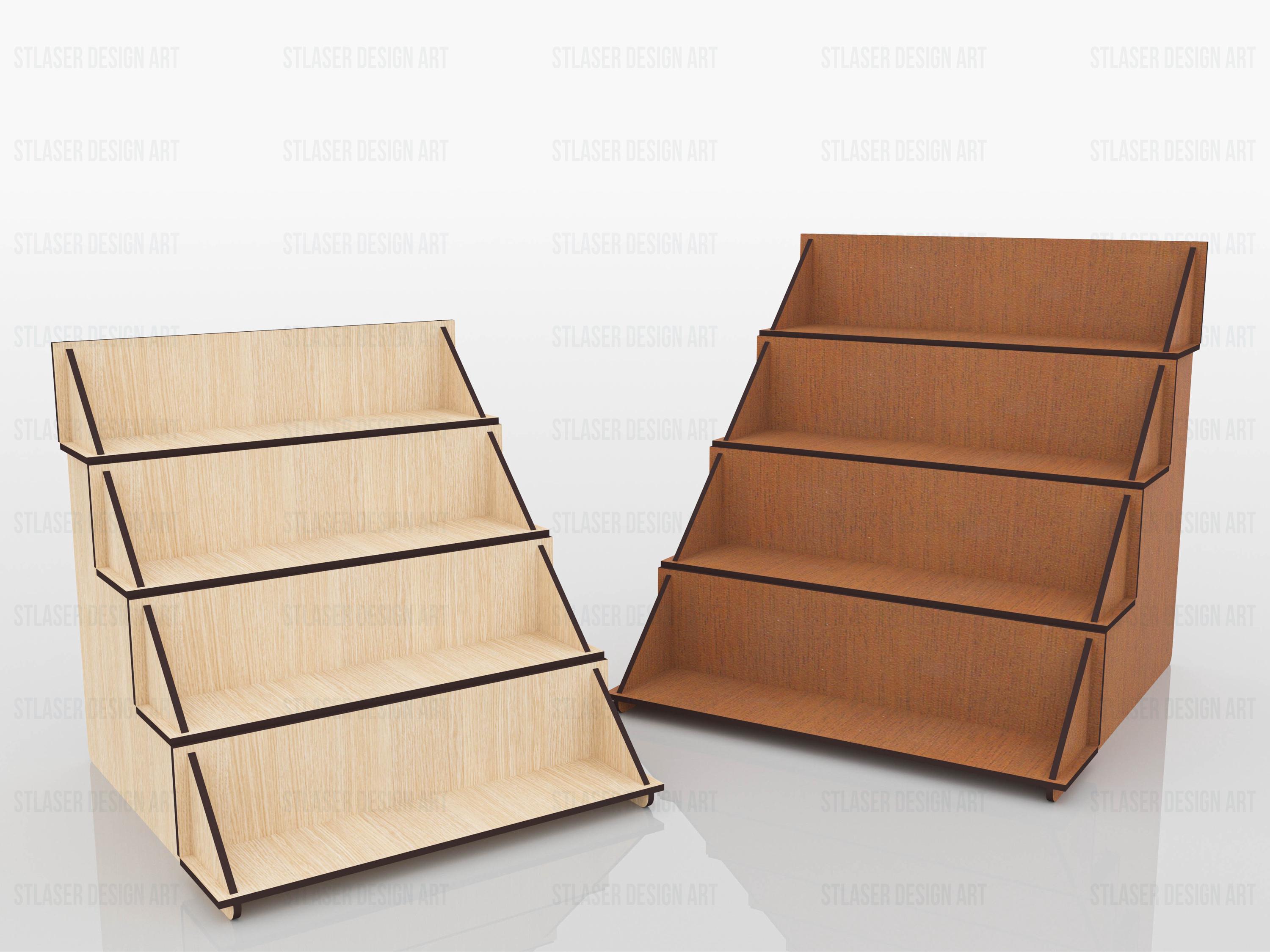 2 Different Size Display Stand Laser Cut Svg Files , 4 Shelf Display ...
