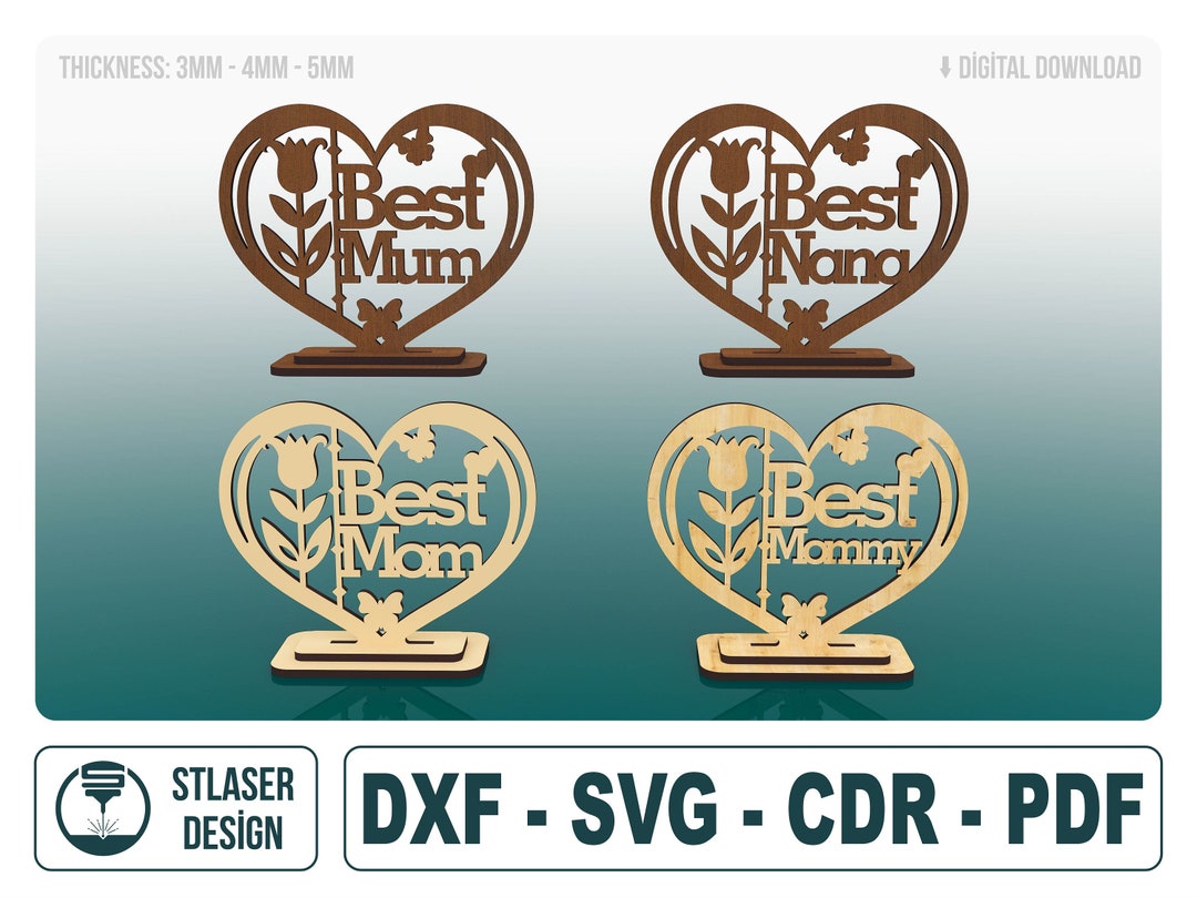 Best Mom Heart Laser Cut Svg Files, Vector Files for Wood Laser Cutting ...