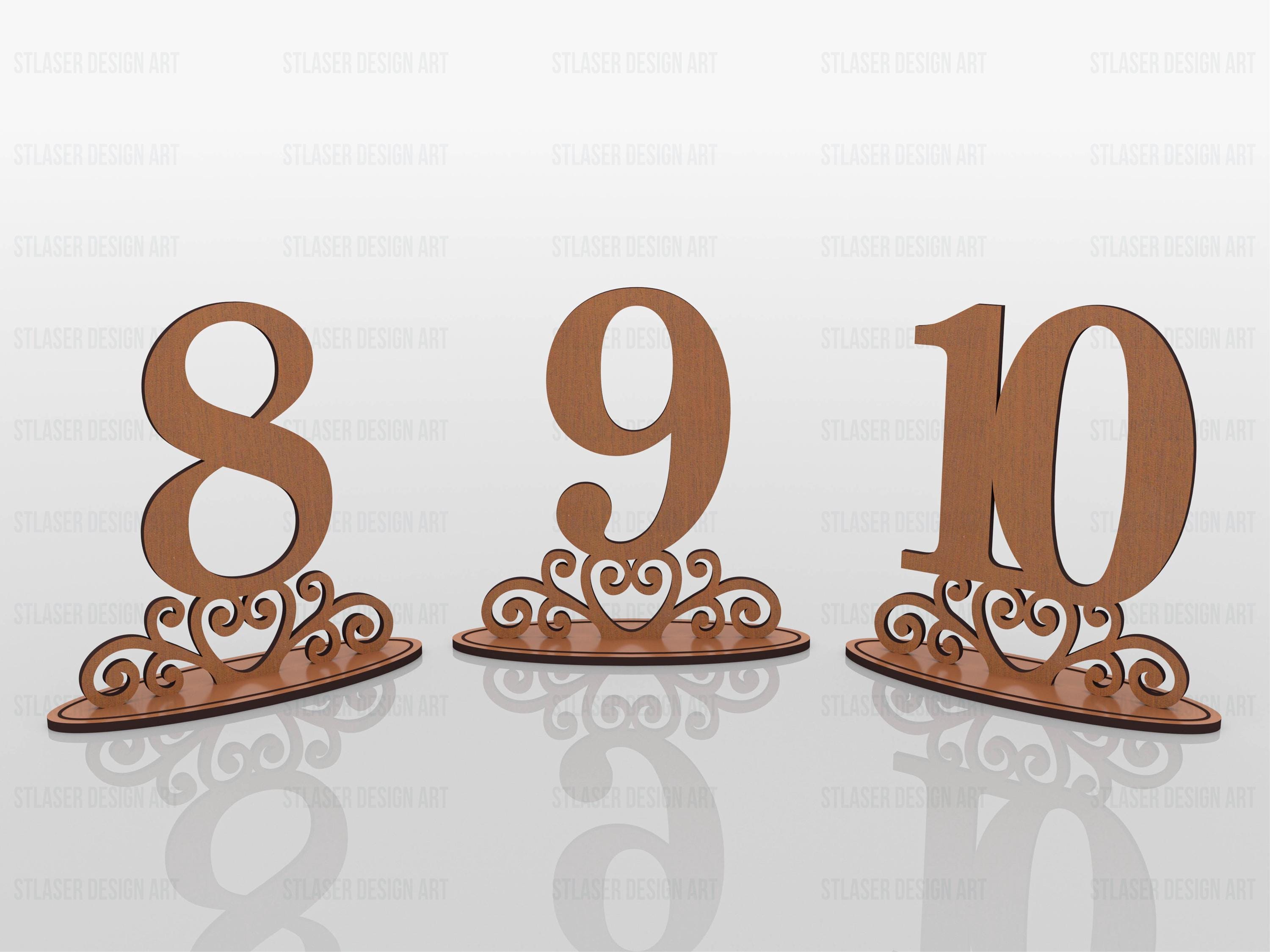 Table Numbers Laser Cut Svg Files (1-10), Wedding Table Numbers Files ...