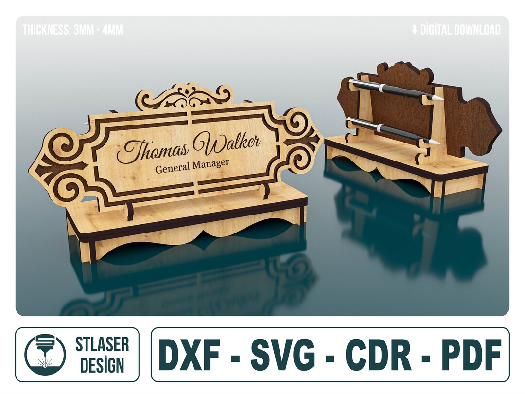 Laser Cut Desk Nameplates Svg Files, Vector Files for Wood Laser ...