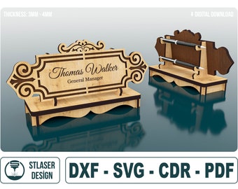 Desk Nameplate Laser Cut File, Nameplates SVG Files, Vector Files for ...