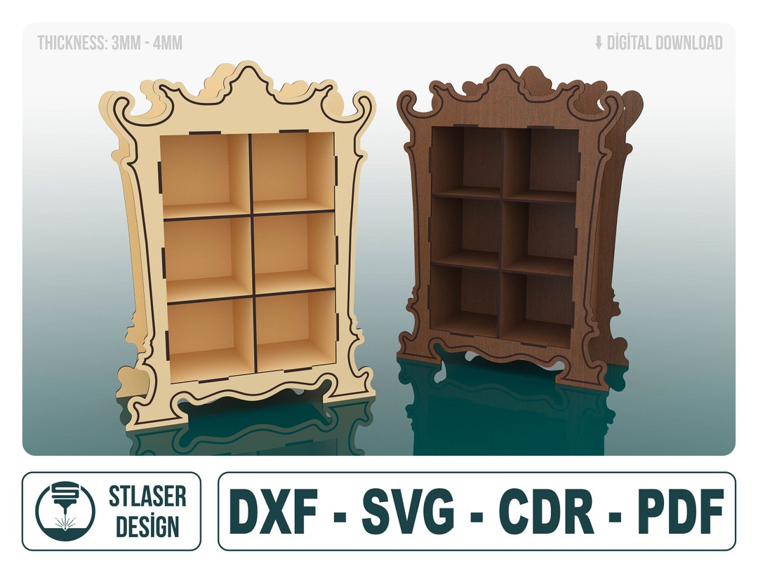 Display Stand Laser Cut Svg Files, Decorative 6 Slots Display Stand ...