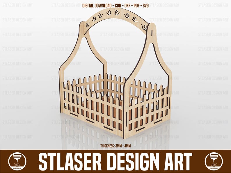 Laser Cut Decorative Basket Svg Files, Vector Files for Wood Laser ...
