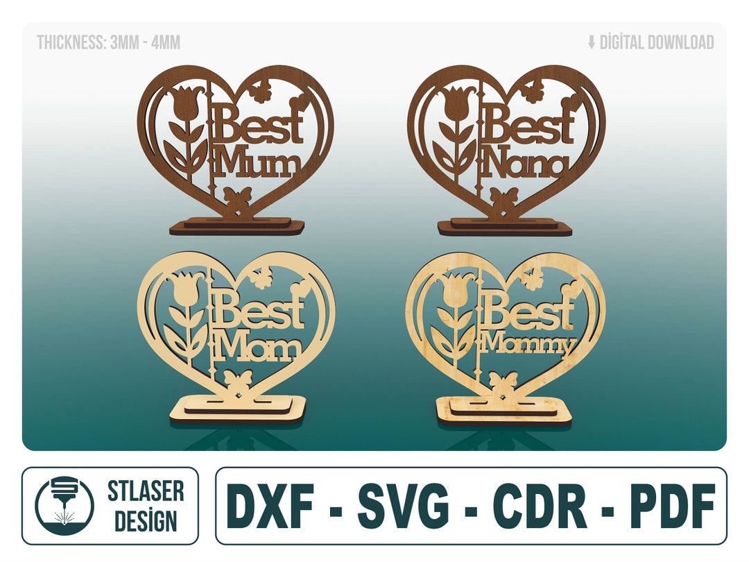 Best Mom Heart Laser Cut Svg Files Vector Files for Wood - Etsy UK