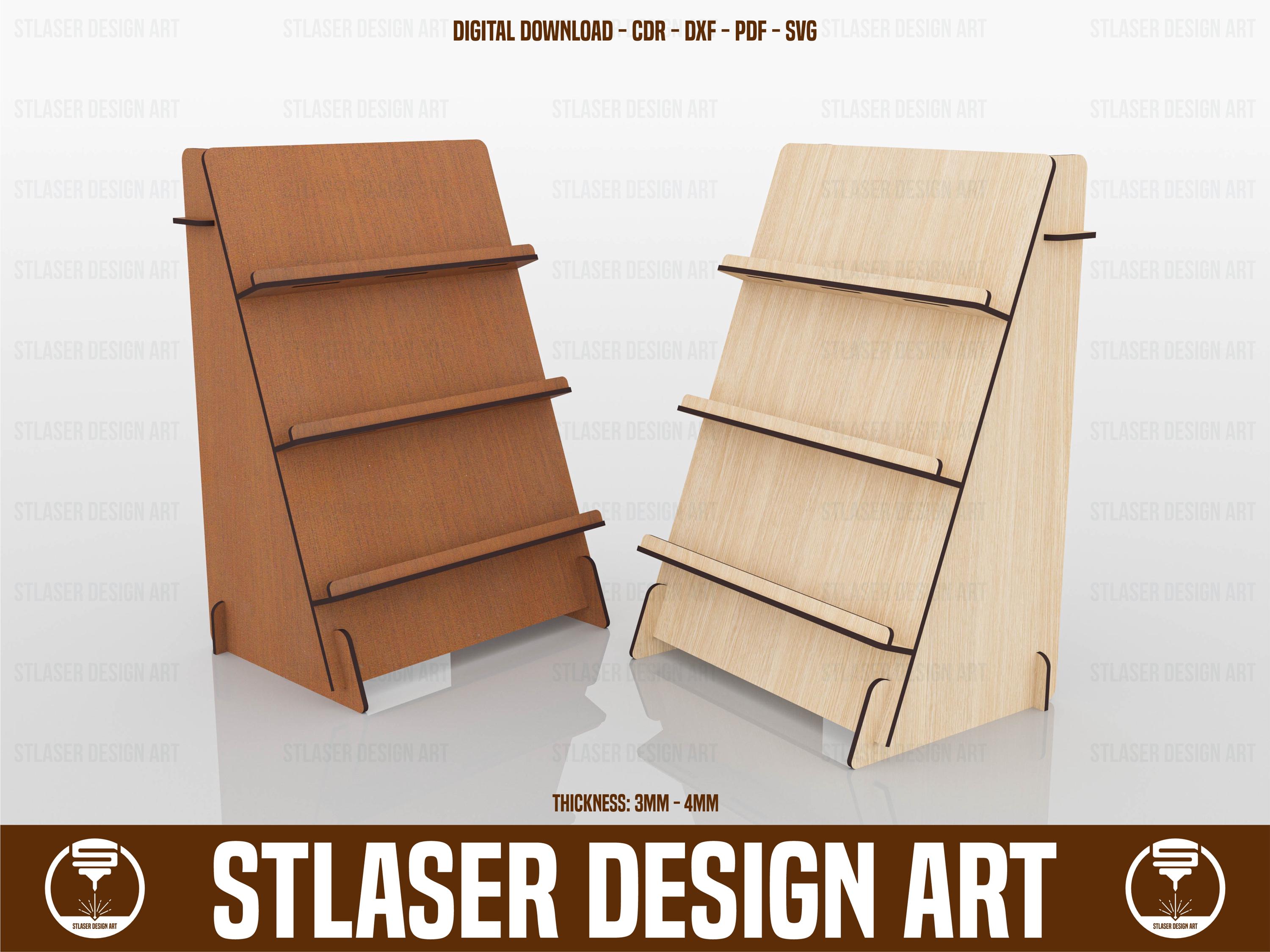 Display Stand Laser Cut Svg Files , 3 Shelf Display Stand Files, Vector ...