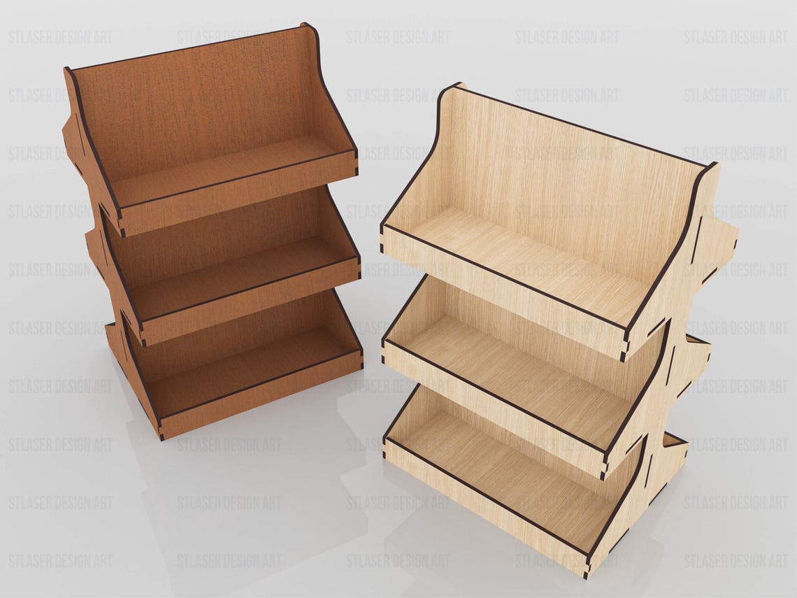 Display Stand Laser Cut Svg Files , 3 Shelf Display Stand Files, Vector ...