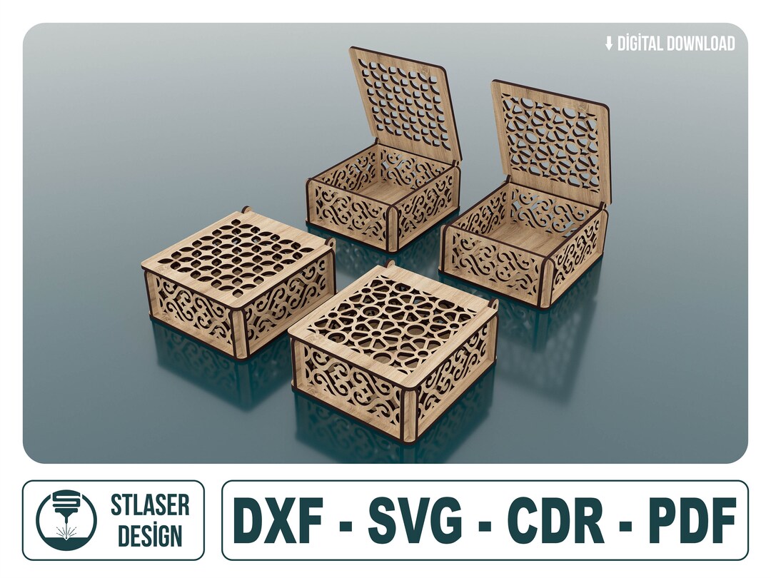 Laser Cut Wooden Box With Lid, Decorative Wooden Gift Box Laser Cut ...