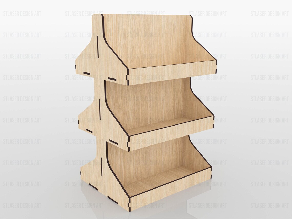Display Stand Laser Cut Svg Files , 3 Shelf Display Stand Files, Vector ...