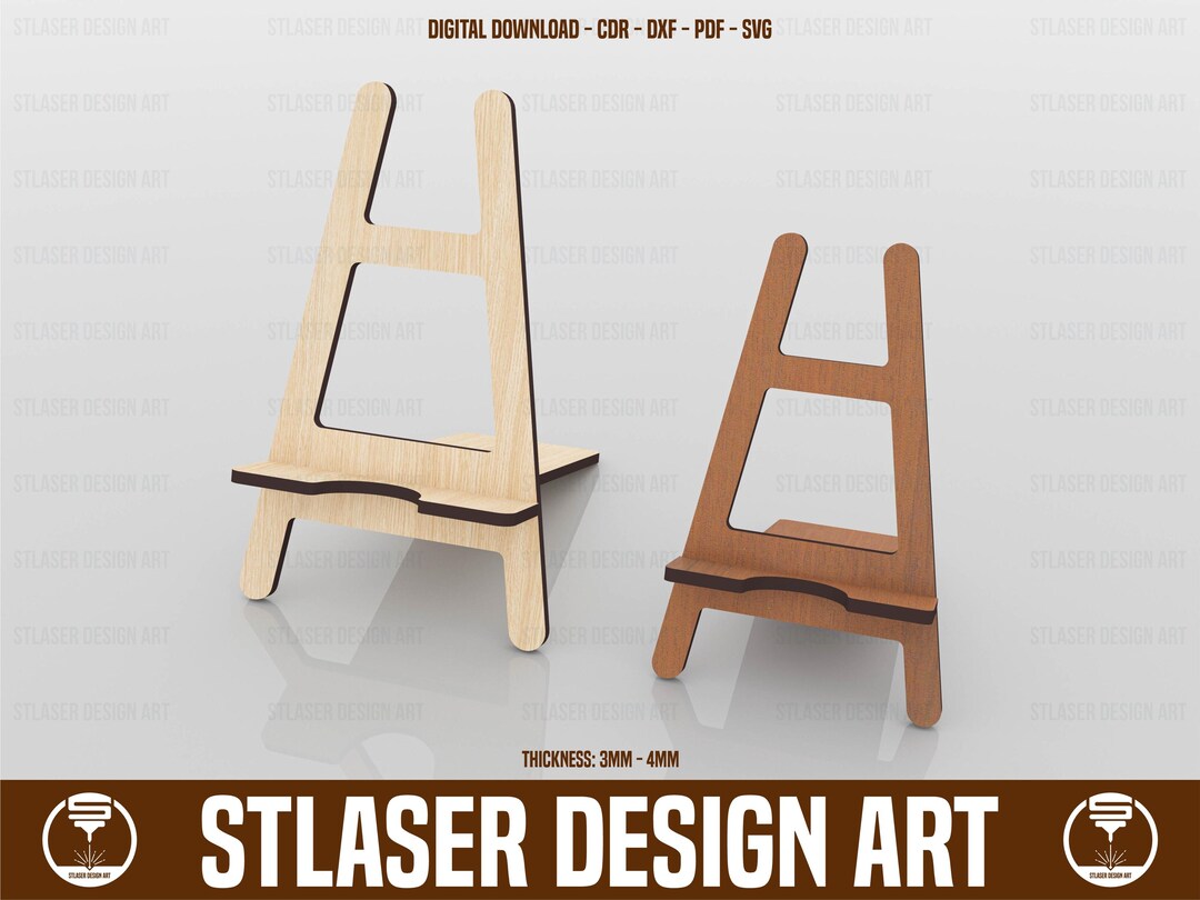 2 Different Size Laser Cut Easel Stant Svg Files, Vector Files for Wood ...