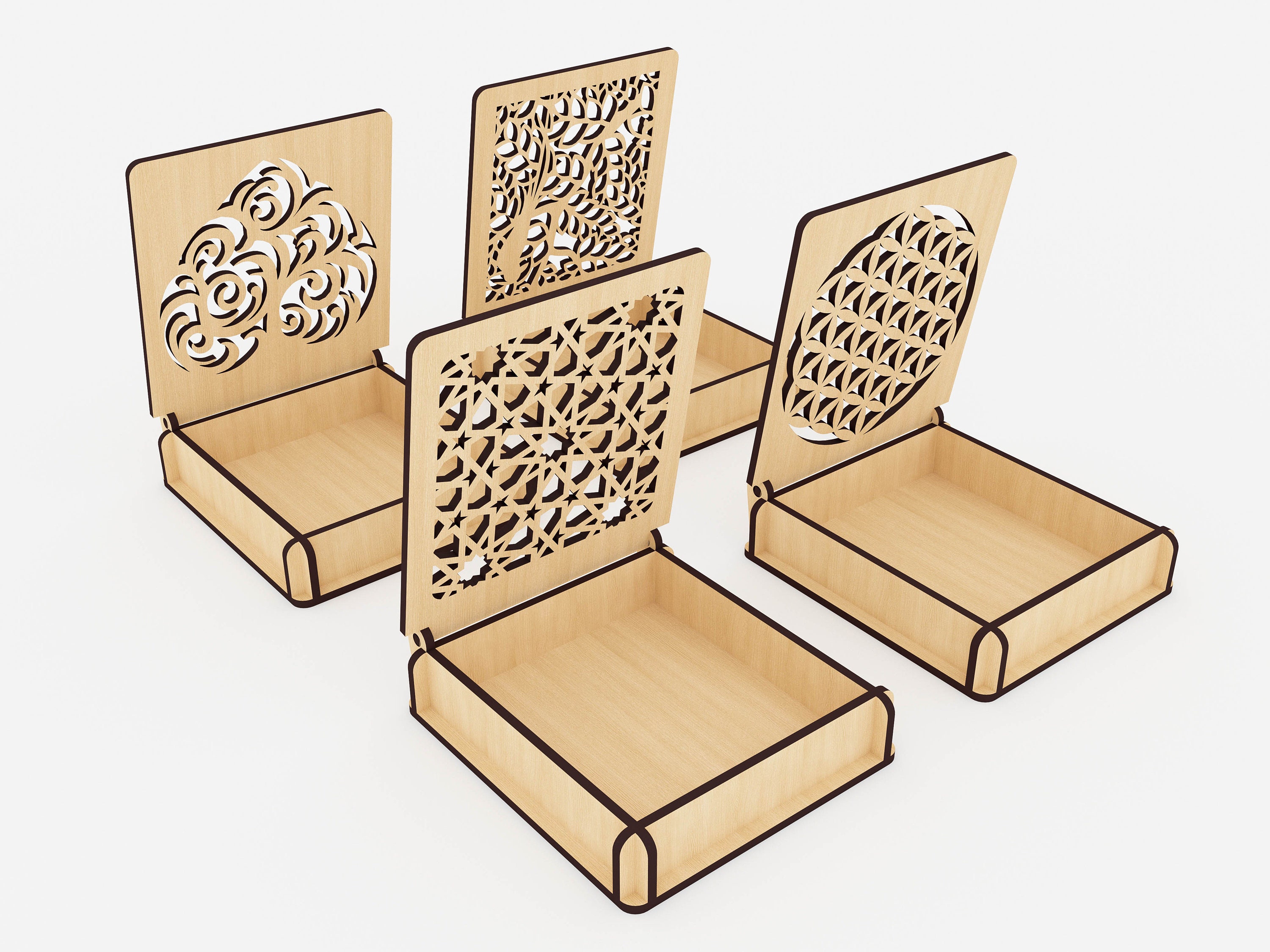 Decorative Wooden Gift Box Laser Cut, Laser Cut Wooden Box With Lid ...