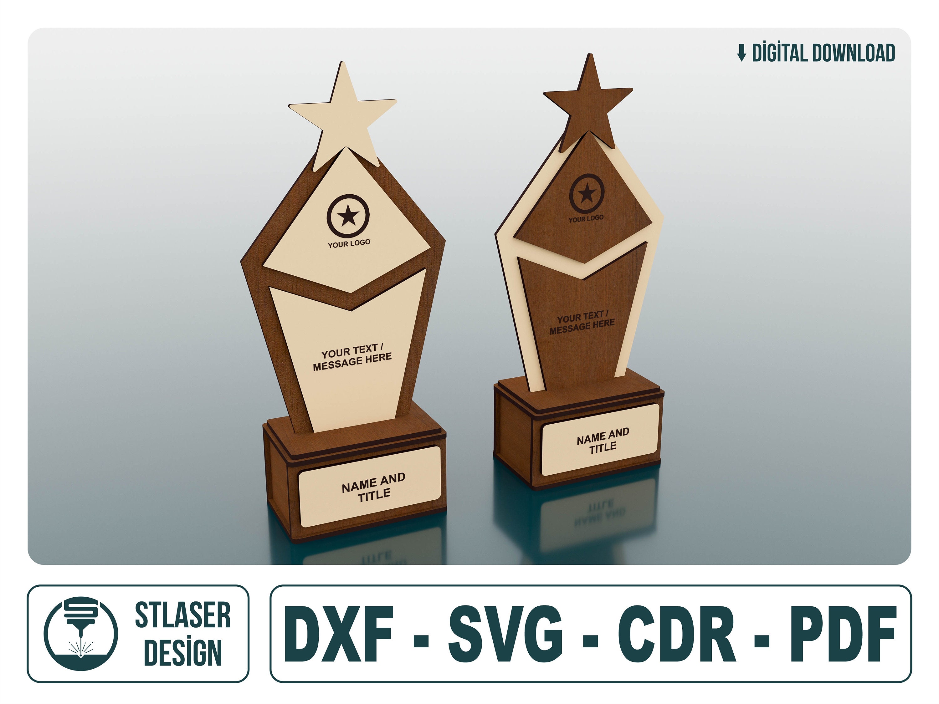 Award Trophy Laser Cut Files Wood Award Svg Files Vector - Etsy