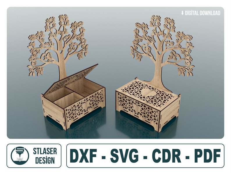 Laser Cut Jewelry Box and Stand Svg Files Wooden Jewelry Box - Etsy