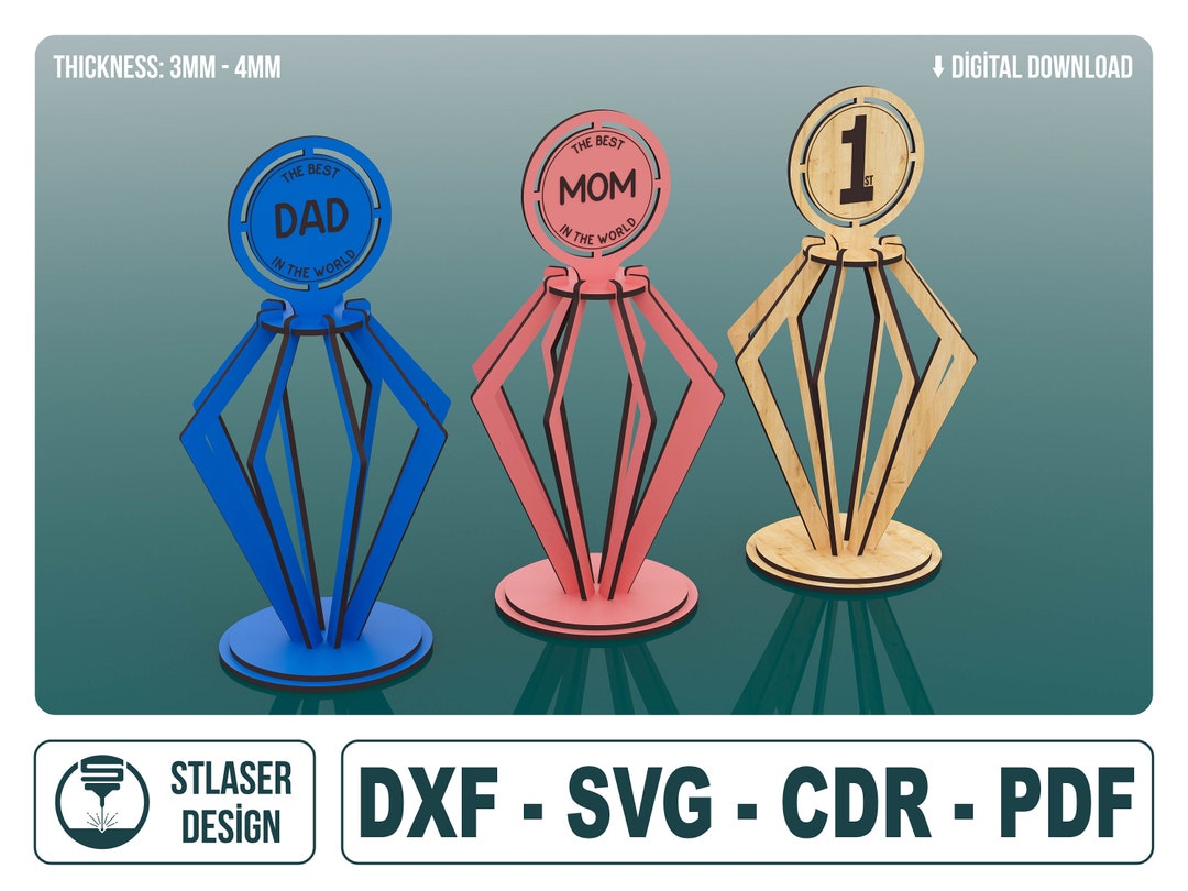 Award Trophy Laser Cut Files, Wood Award Svg Files, Vector Files for ...