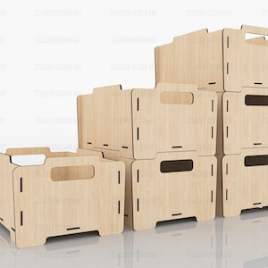 Laser Cut Stackable Storage Box Files, Laser Cut Wooden Box, Vector ...