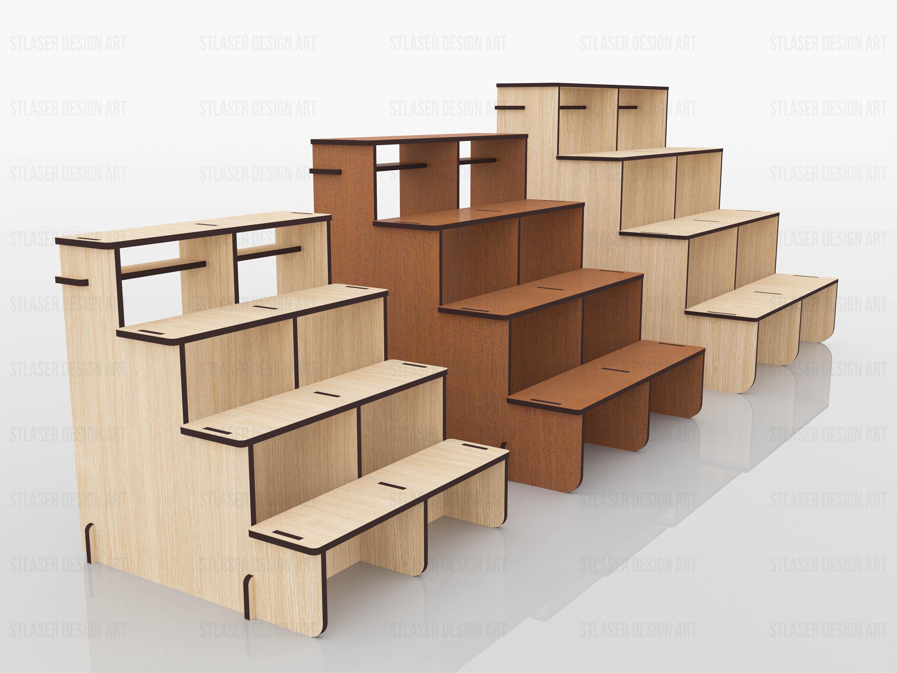 Display Stand Laser Cut Svg Files , 4 Shelf Display Stand Files, Vector ...