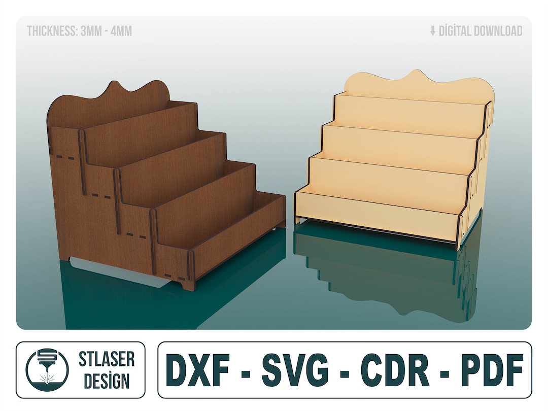 Display Stand Laser Cut Svg Files , 4 Shelf Display Stand Files, Vector ...