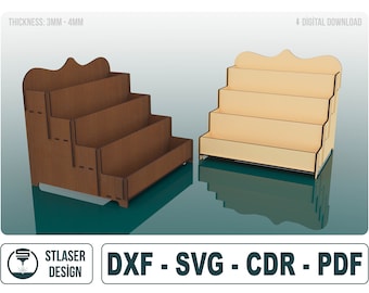 Laser Cut Display Stand Svg Files, 4 Shelf Display Stand Vector Files ...