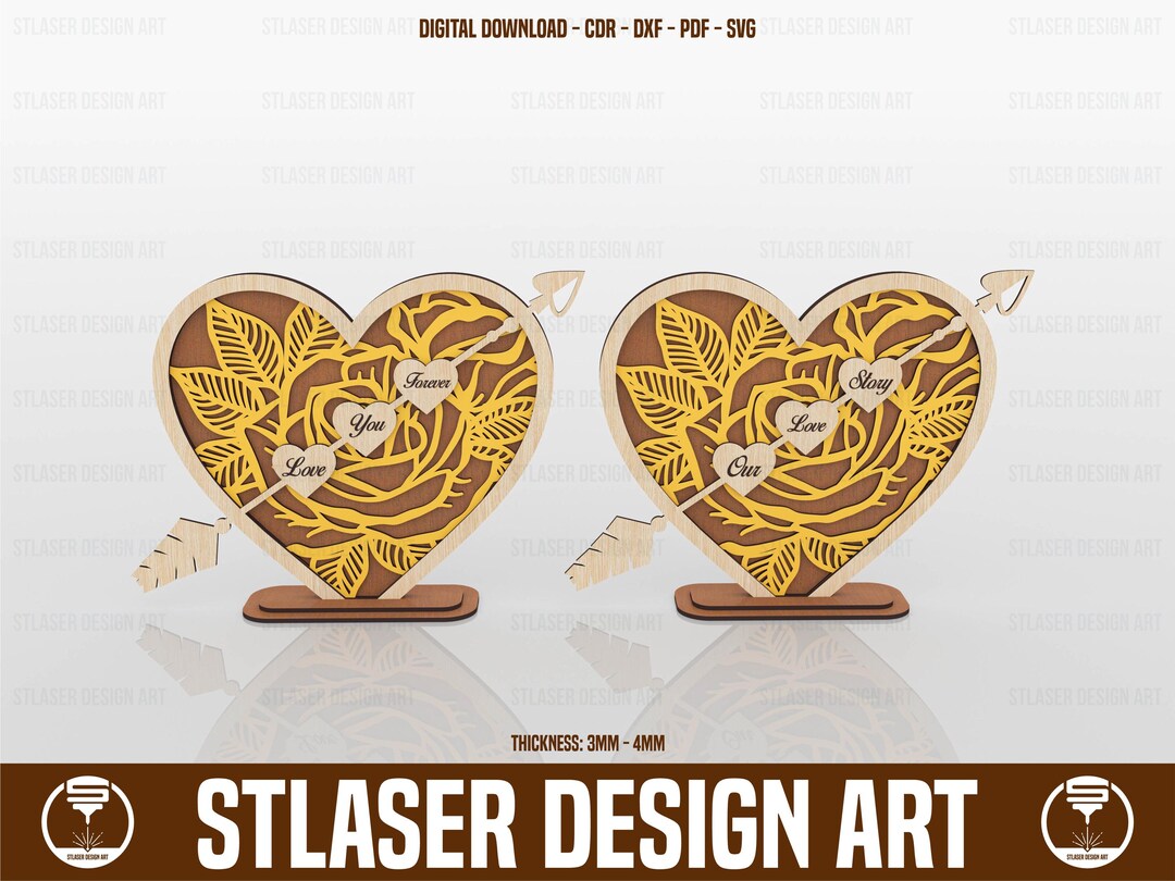 Decorative Heart Laser Cut Svg Files, Vector Files for Wood Laser ...