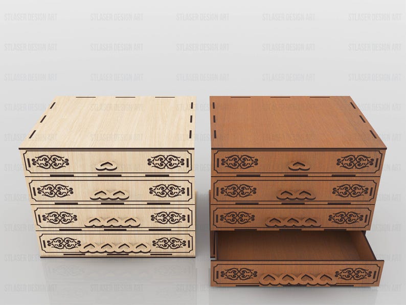 Chest of Drawers Box Laser Cut Svg Files, Vector Files for Wood Laser ...