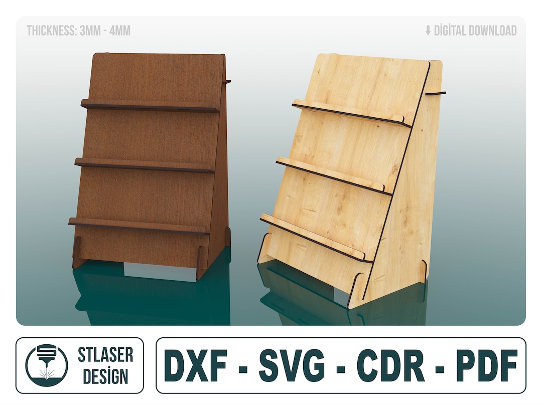 Display Stand Laser Cut Svg Files , 3 Shelf Display Stand Files, Vector ...