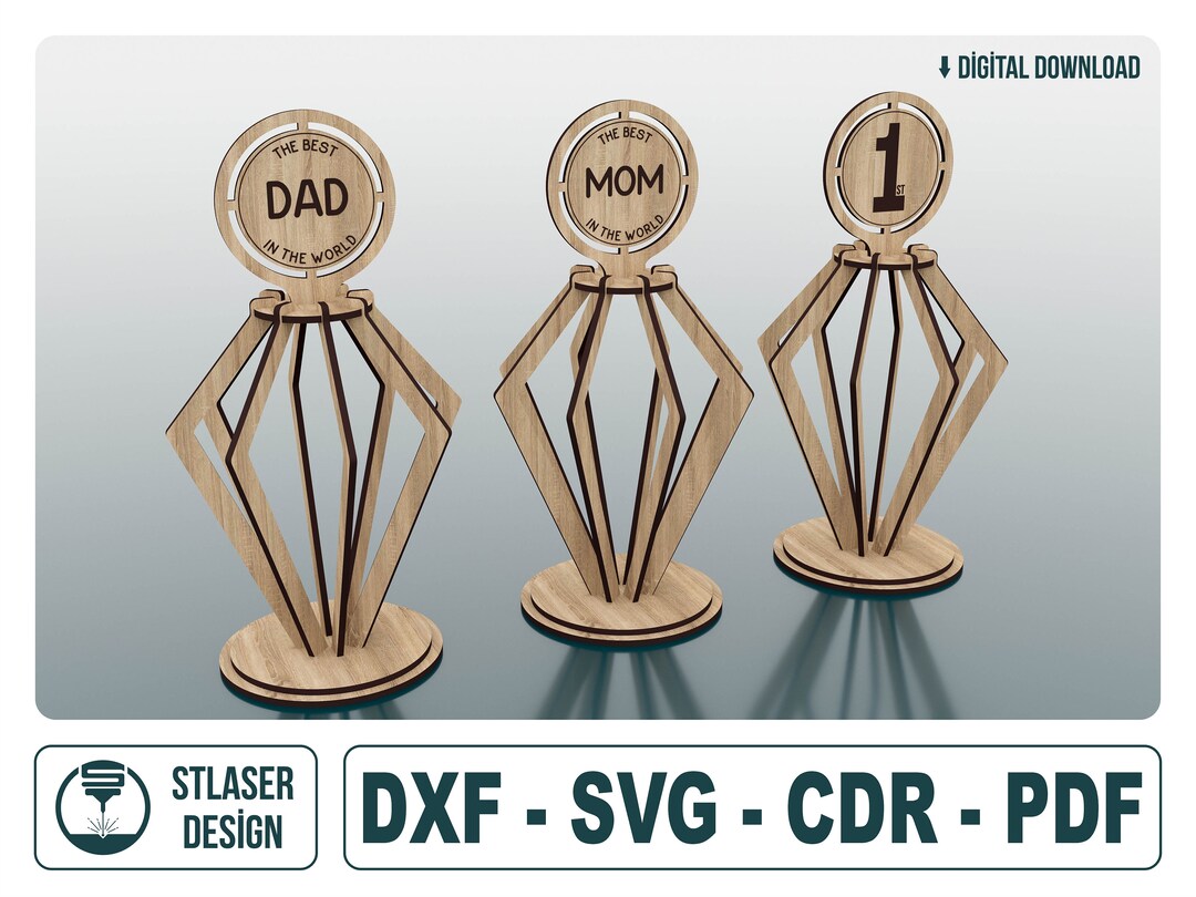 Award Trophy Laser Cut Files Wood Award Svg Files 3mm Laser - Etsy