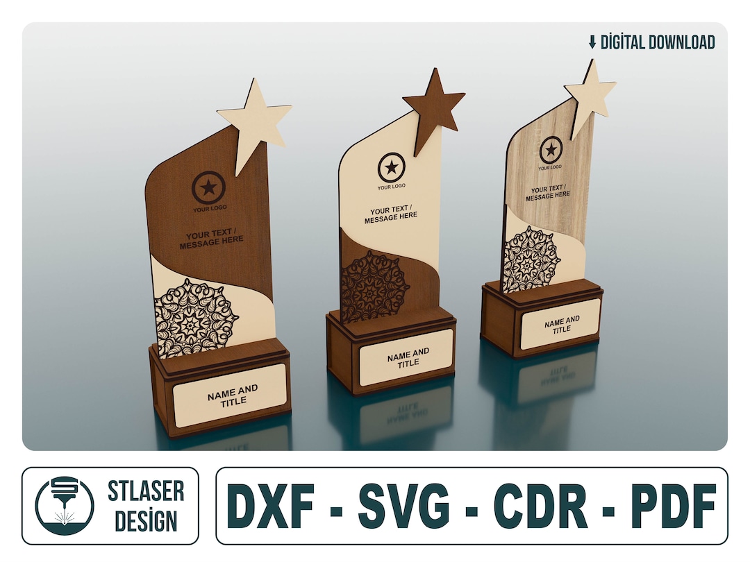 Award Trophy Laser Cut Files Wood Award Svg Files 3mm Laser - Etsy