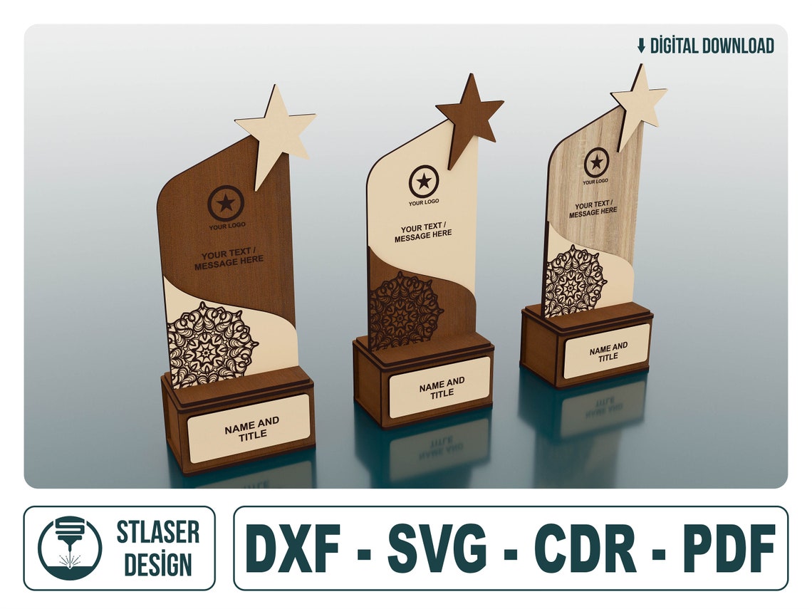 Award Trophy Laser Cut Files Wood Award Svg Files 3mm Laser - Etsy