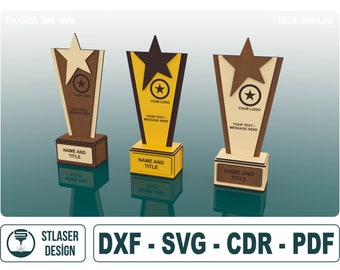 Award Trophy Laser Cut Files, Wood Award Svg Files, Vector Files for ...