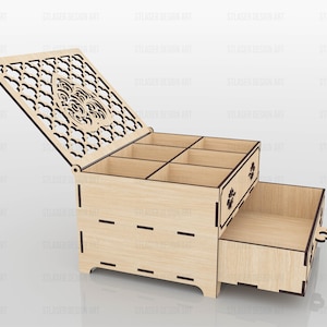 Laser Cut Chest of Drawers Jewelry Box, Wooden Gift Box, Laser Cut ...