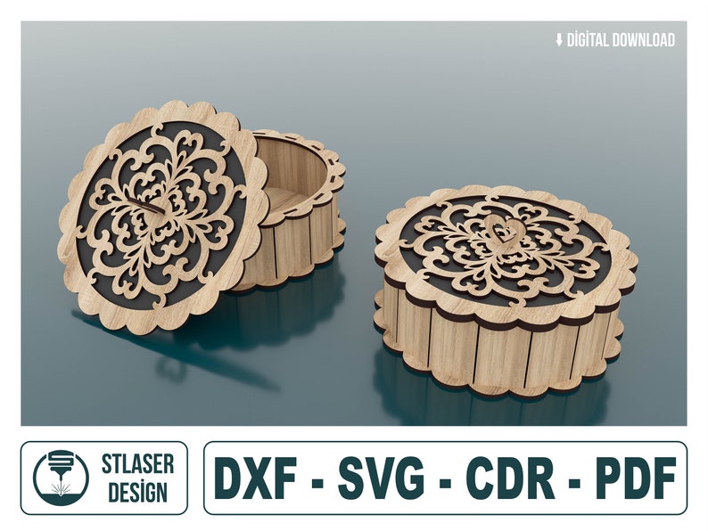Decorative Round Gift Box Laser Cut Svg Files Vector Files - Etsy