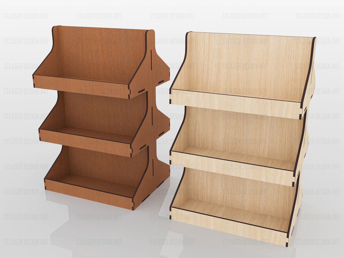 Display Stand Laser Cut Svg Files , 3 Shelf Display Stand Files, Vector ...
