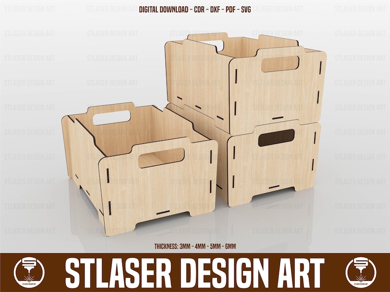 Laser Cut Stackable Storage Box Files, Laser Cut Wooden Box, Vector Files for Wood Laser Cutting ...
