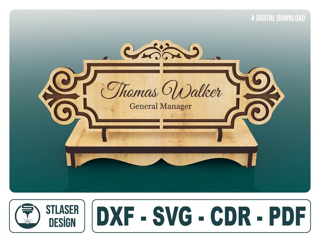Laser Cut Desk Nameplates Svg Files Vector Files for Wood - Etsy