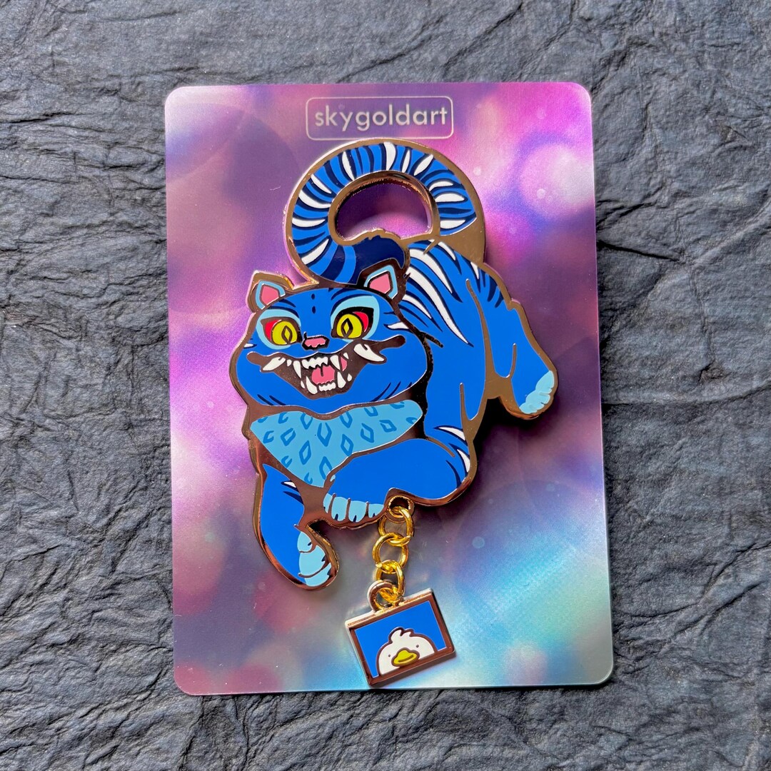 Blue Tiger Dangle Letter Enamel Pin - Etsy