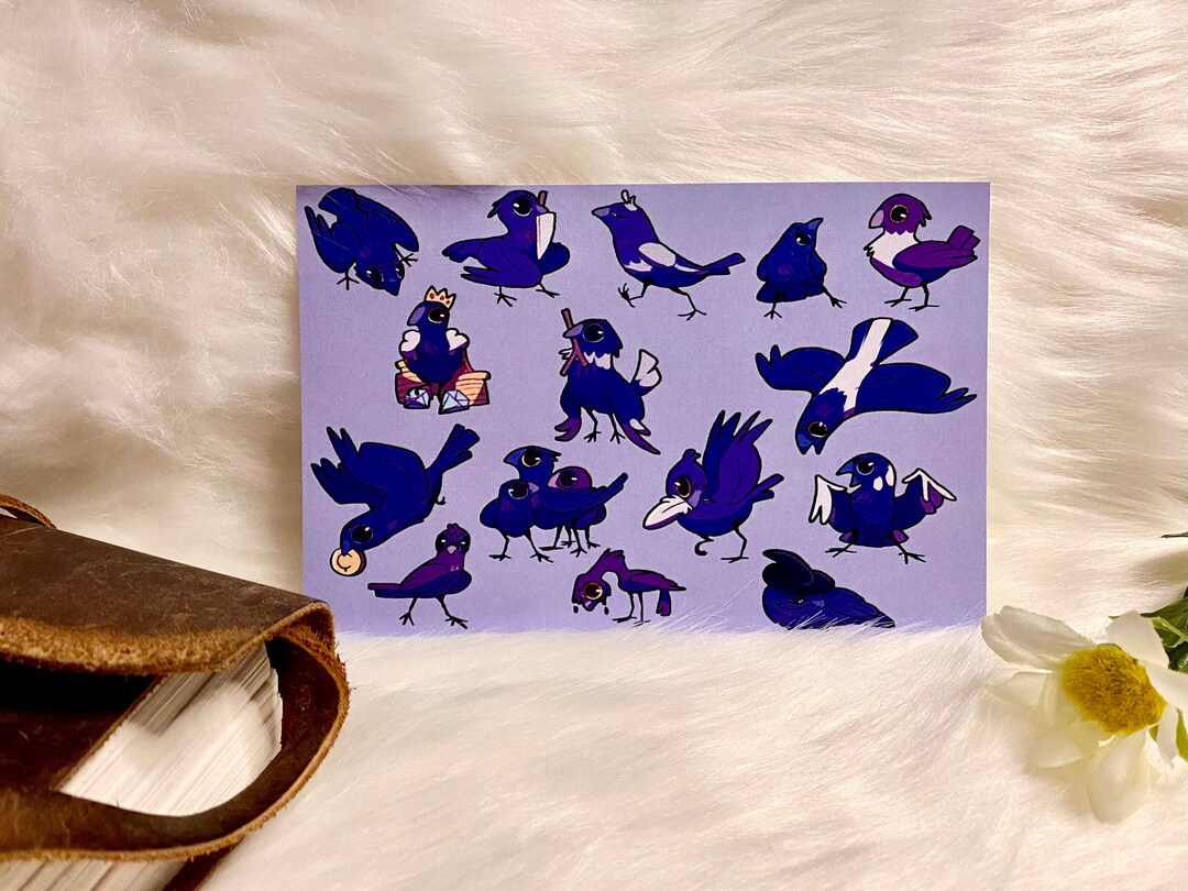 Mini Crow Derpy Animal Art Print, Cute, Aesthetic, Style, Drawing, 4x6 ...