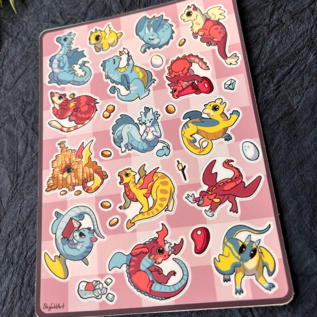 Dragon Sticker Sheets, Derpy, Animals Aesthetic, Style, Drawing, Glossy ...