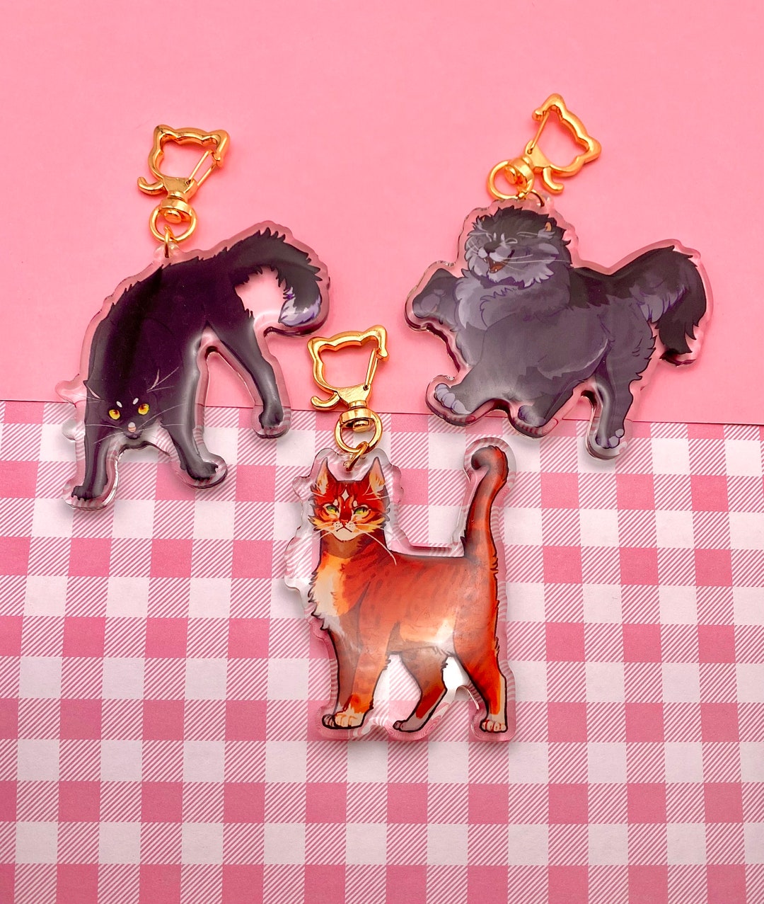 Acrylic Original Three Fighting Felines / Battle Cats Double-sided ...