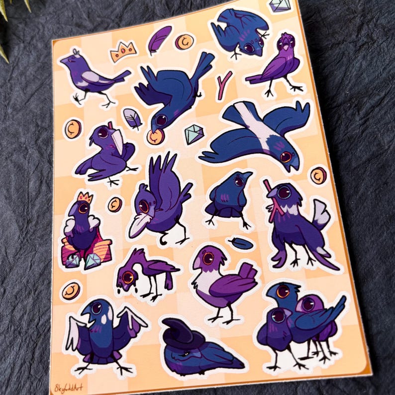 Crow Sticker Sheets, Derpy, Animals Aesthetic, Style, Drawing, Glossy ...