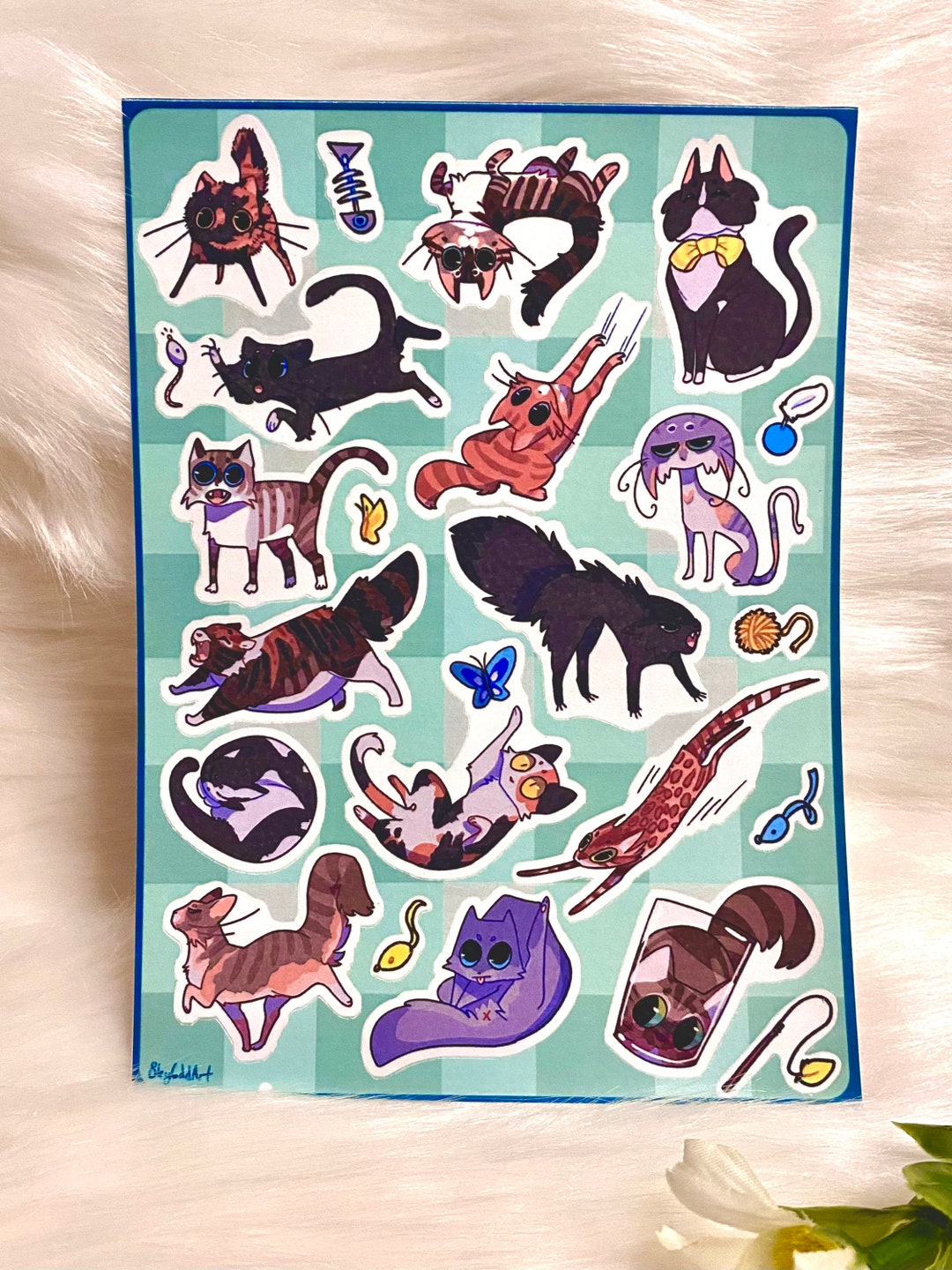 Cat Sticker Sheets, Derpy, Animals Aesthetic, Style, Drawing, Glossy ...