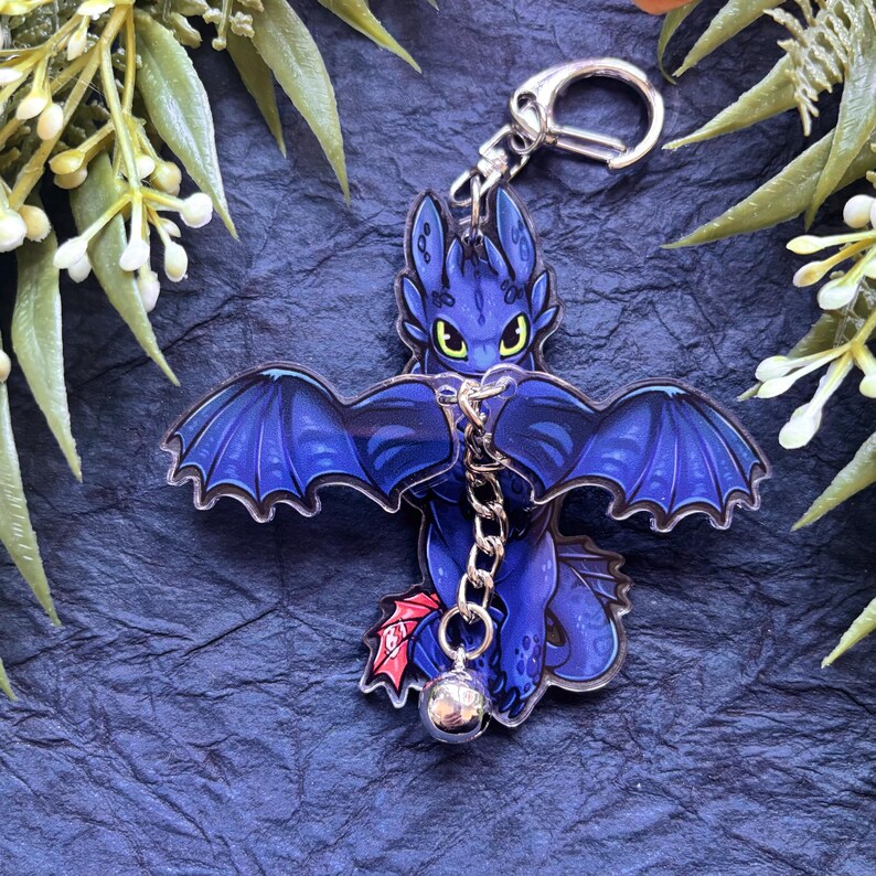 Flapping Acrylic Keychains | Black Dragon - Etsy