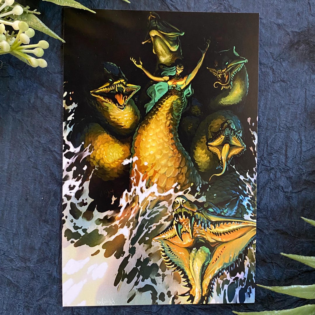 Scylla Art Print - Sea Monster Greek Mythology Illustration - Etsy