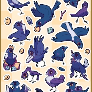 Crow Sticker Sheets, Derpy, Animals Aesthetic, Style, Drawing, Glossy ...